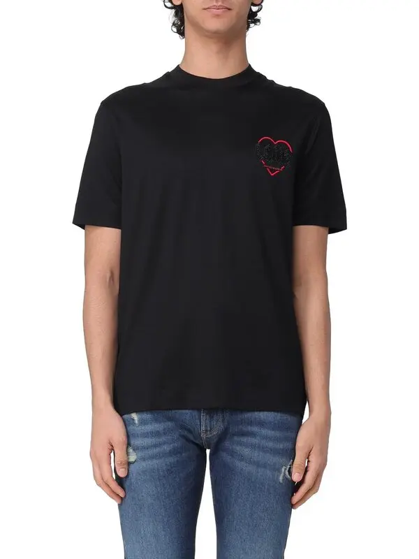 Emporio Armani Love Cotton T-shirt With Rhinestones - Black