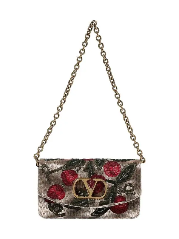 Valentino Garavani Embroidered Baguette Bag - Beige