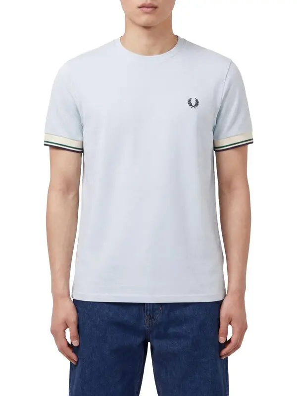 Fred Perry Slim Fit Cotton T-shirt With Contrast Tipping And Logo - White