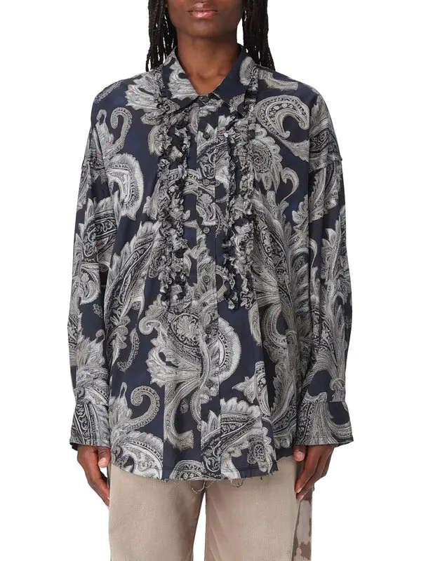 R13 Paisley Cotton Shirt With Ruffles - Multicolor