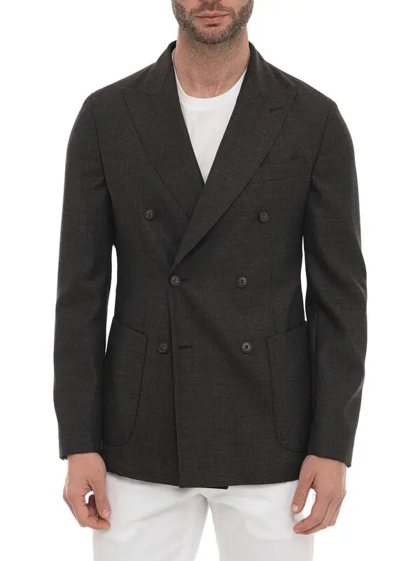 BOSS Double-breasted Blazer In Virgin Wool - Brown