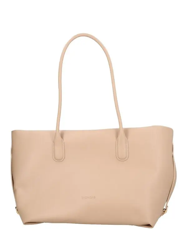 THEMOIRE Tallia Recycled Leather Shoulder Bag With Double Tubular Handle - Nude