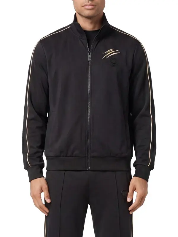 PLEIN SPORT Polyester Zip-up Sweatshirt - Black