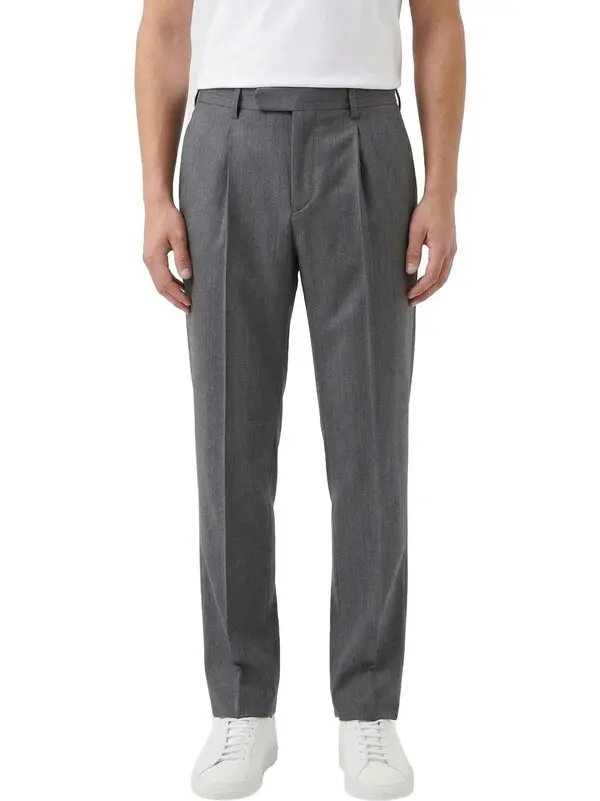 PT TORINO Virgin Wool And Cotton Tailored Trousers - Grey