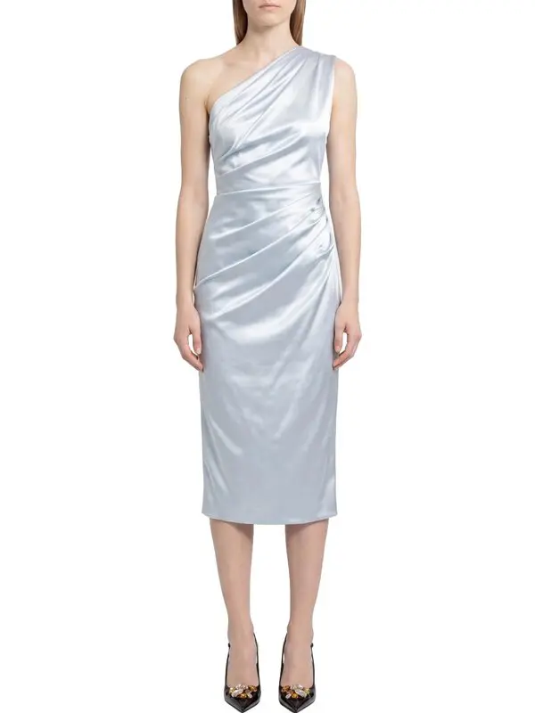 Dolce & Gabbana One-shoulder Satin Sheath Dress - Dust