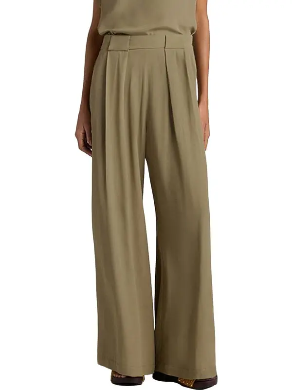 Momoni Wide-leg Palazzo Pants In Acetate And Silk Blend - Green