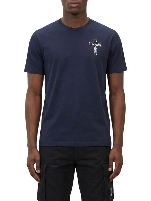 C.P. COMPANY Cotton T-shirt With Maxi Logo - Blue