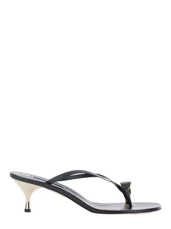 Casadei Embellished Calfskin Thong Sandals - Black