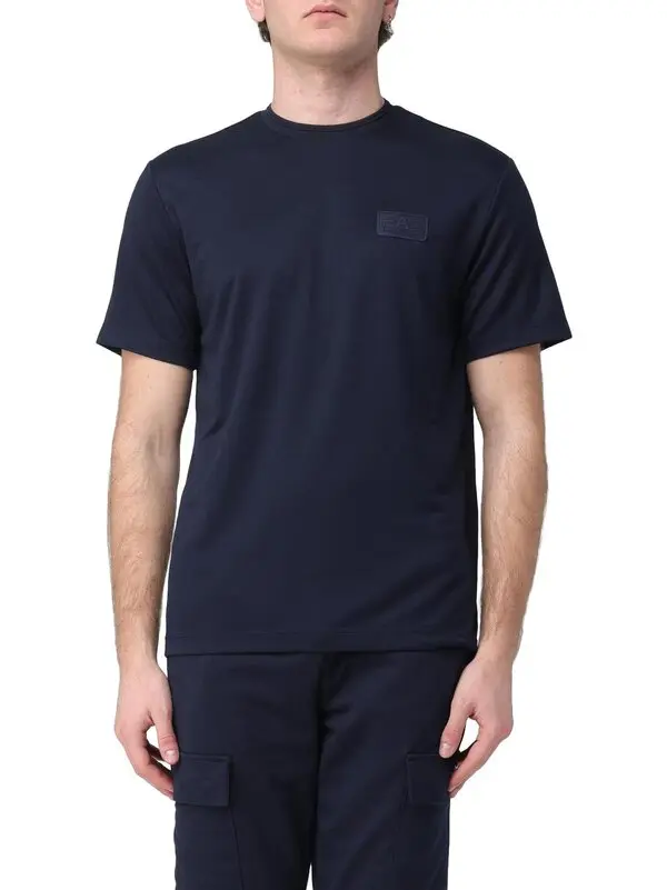EA7 Cotton T-shirt With Logo - Blue