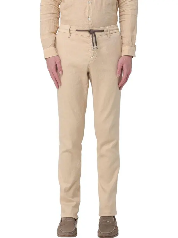 MASON'S Linen And Cotton Blend Drawstring Trousers - Beige