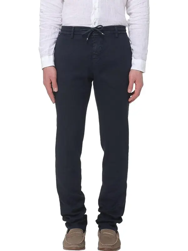 MASON'S Linen And Cotton Blend Drawstring Trousers - Blue