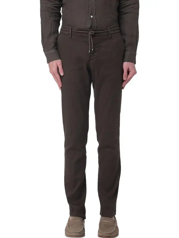 MASON'S Linen And Cotton Blend Drawstring Trousers - Brown