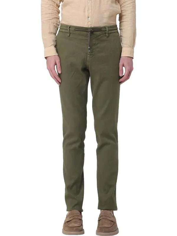 MASON'S Linen And Cotton Blend Drawstring Trousers - Forest Green