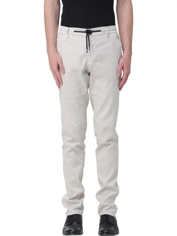 MASON'S Linen And Cotton Blend Drawstring Trousers - Grey