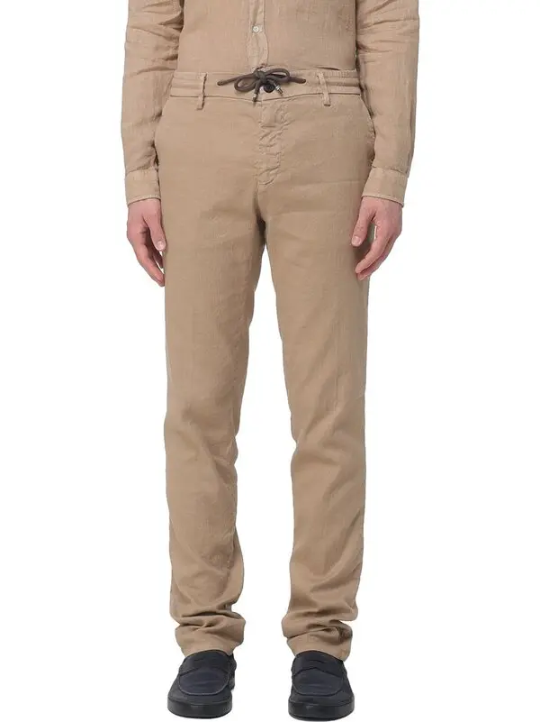 MASON'S Linen And Cotton Blend Drawstring Trousers - Sand