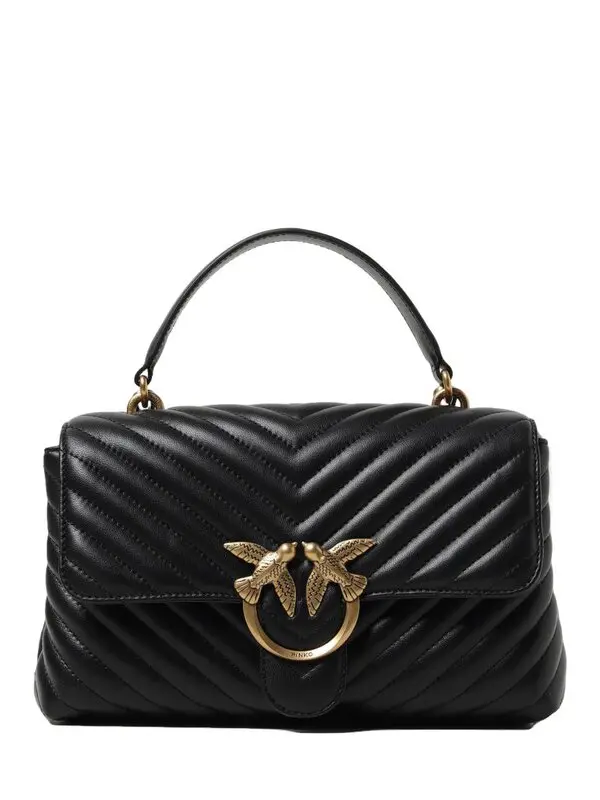 Pinko Quilted Leather Handbag - Black