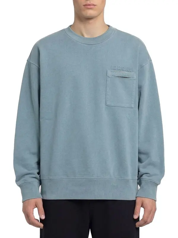 Marni Cotton Crewneck Sweatshirt With Embroidered Logo - Sky