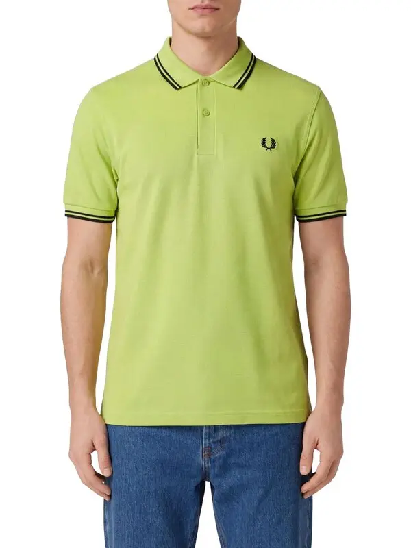 Fred Perry Cotton Polo Shirt With Contrast Tipping And Embroidered Logo - Green