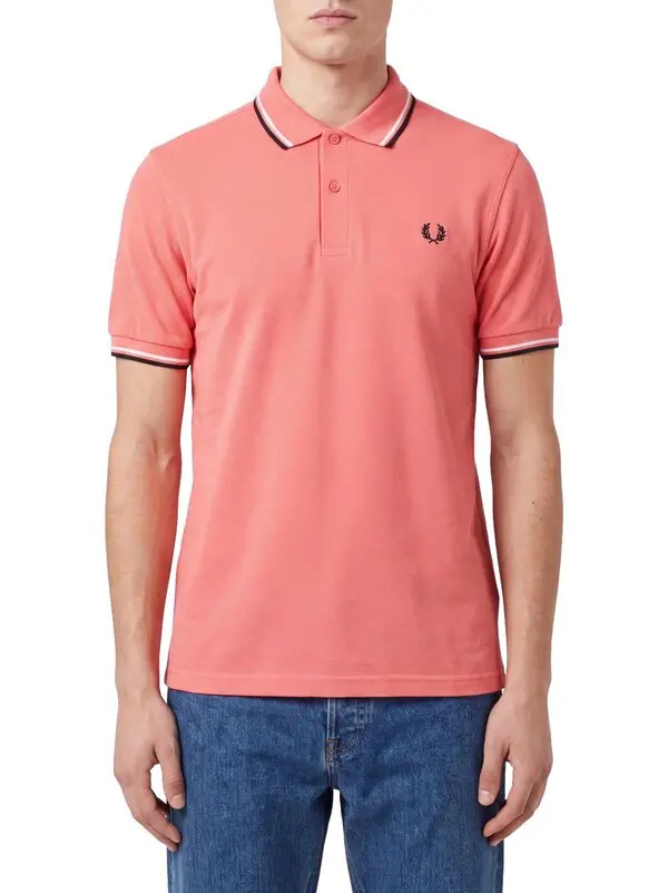 Fred Perry Cotton Polo Shirt With Contrast Tipping And Embroidered Logo - Pink