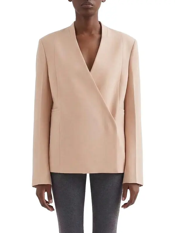 JIL SANDER Double Breasted Wool Blazer - Beige