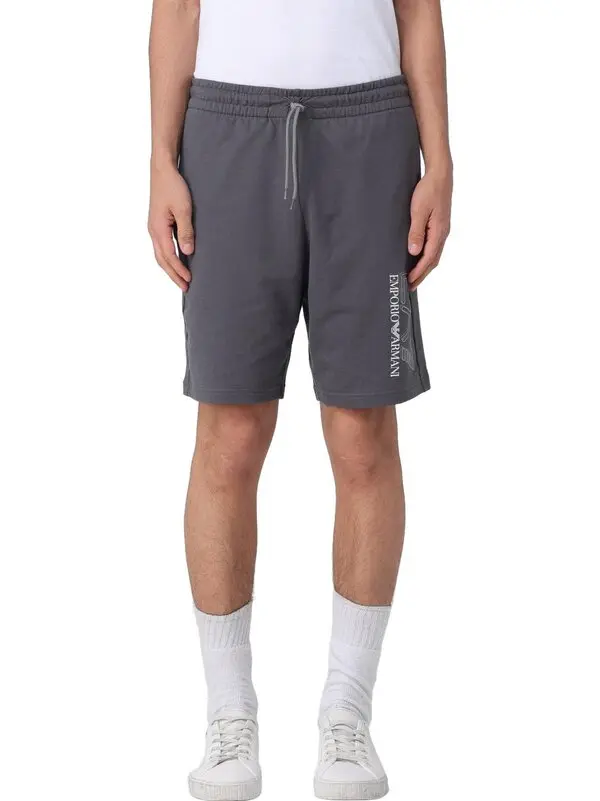 EA7 Cotton Jogging Shorts With Logo - Grey