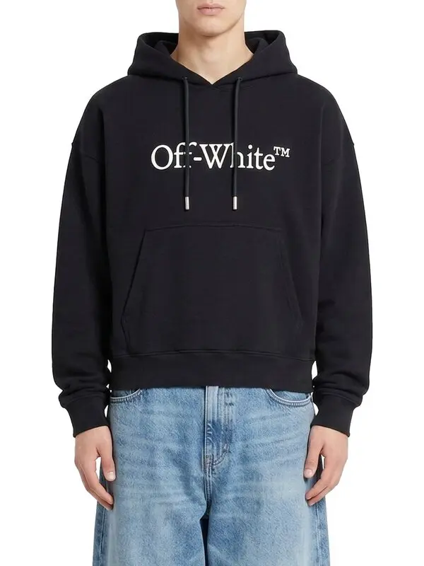 Off-White Cotton Hoodie With Logo Detail - Black