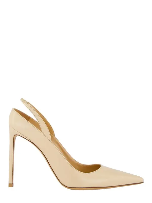 FRANCESCO RUSSO Leather Slingback Pumps With Stiletto Heel - Beige
