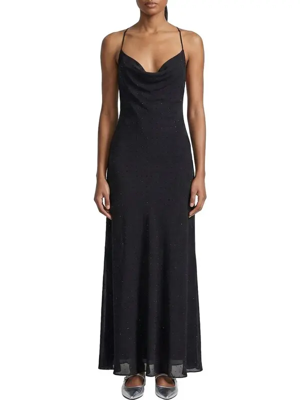 Pinko Long Dress With Embellishments - Black