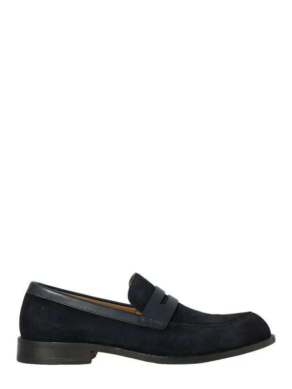 BOSS Suede Loafers With Saddle Strap - Blue