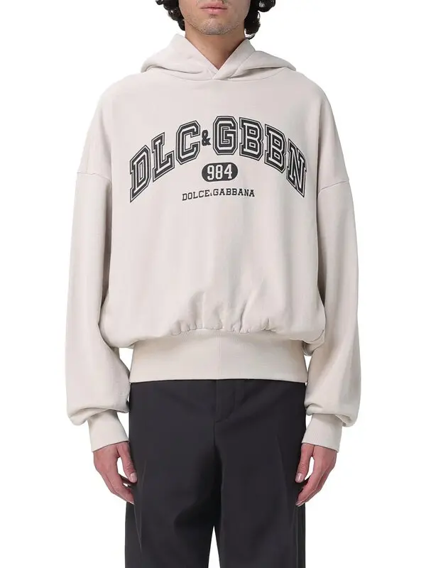 Dolce & Gabbana Logo Embroidered Hoodie - Beige