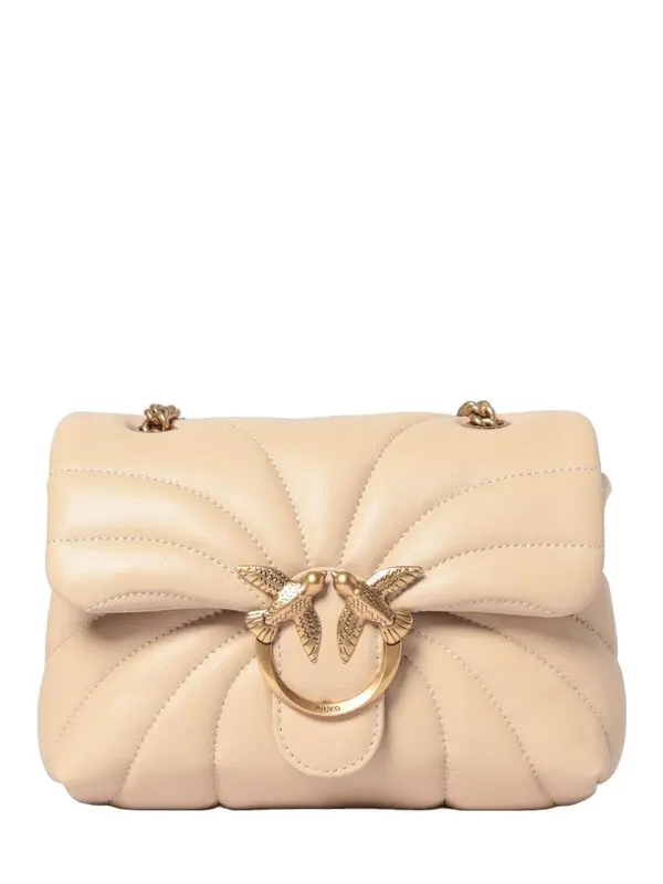 Pinko Quilted Mini Bag With Chain Strap - Beige