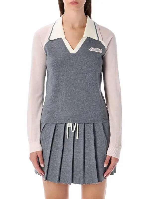 Casablanca Long Sleeve Polo Shirt - Silver