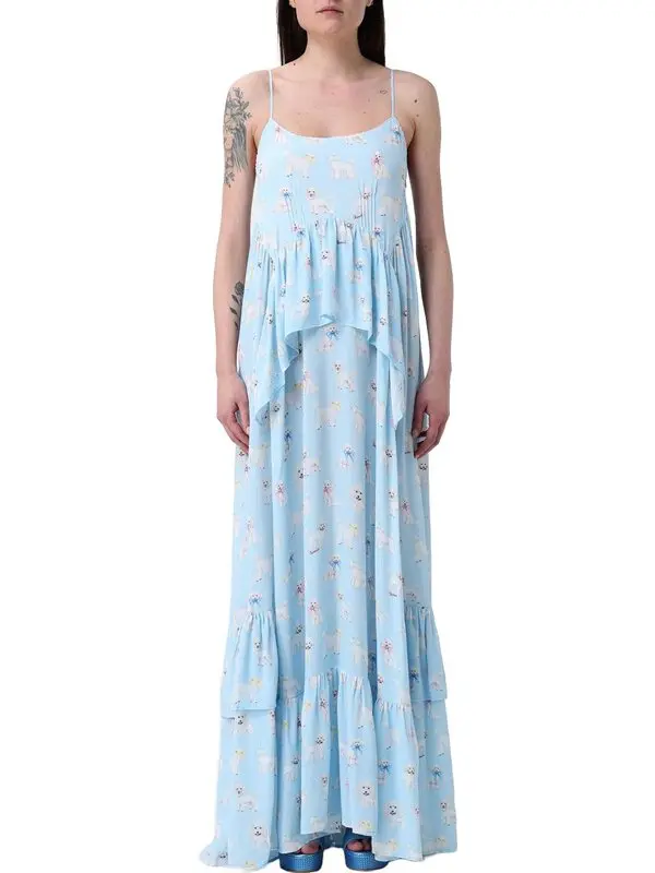Fiorucci Printed Viscose Maxi Dress - Gnawed Blue