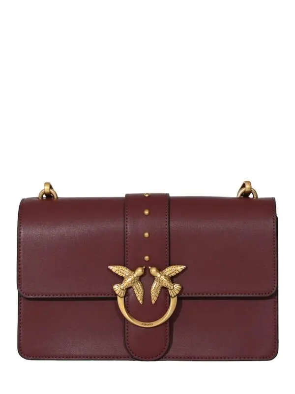 Pinko Leather Crossbody Bag With Bird Clasp - Red