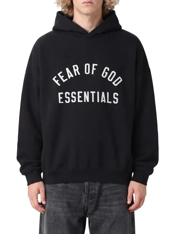 Fear Of God Cotton Blend Hoodie With Contrast Logo - Black