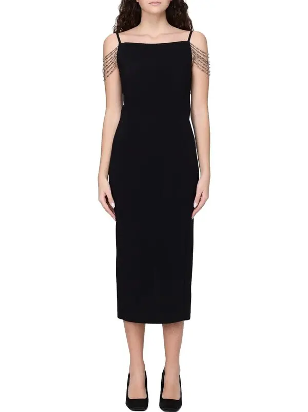 Pinko Embellished Square Neck Midi Dress - Black