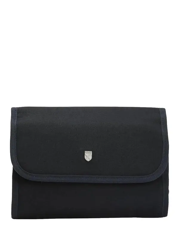 Barbour Waxed Cotton Utility Wash Bag With Leather Trim - Navy