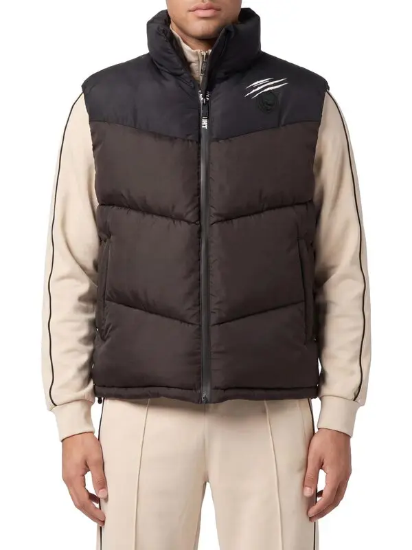 PLEIN SPORT Logo Padded Nylon Vest - Black
