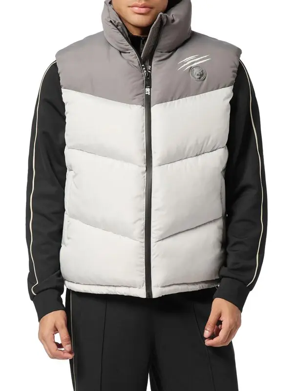 PLEIN SPORT Logo Padded Nylon Vest - Grey