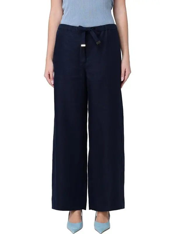 Max Mara Medea Linen Wide-leg Trousers - Navy