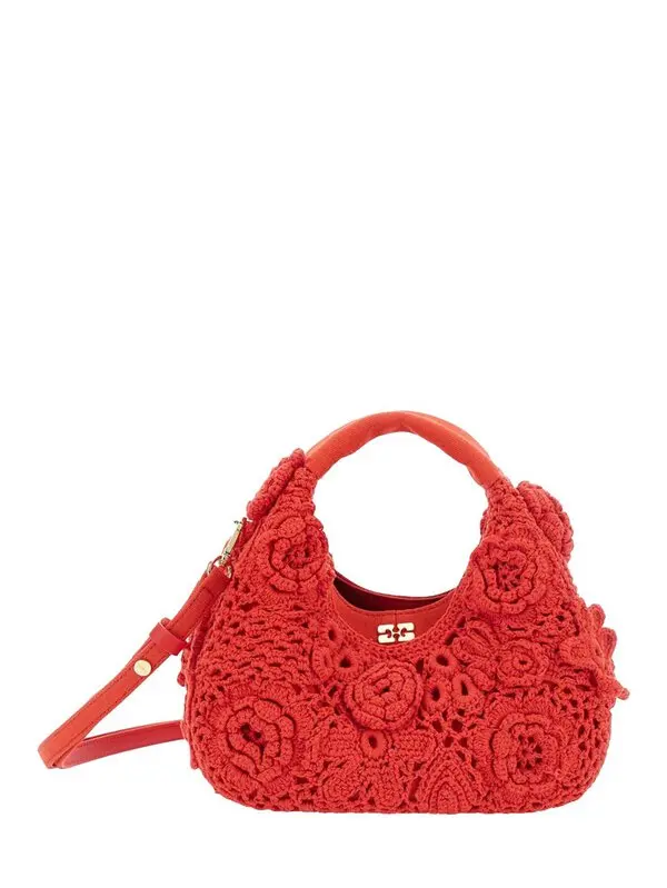 GANNI Crochet Shoulder Bag - Red
