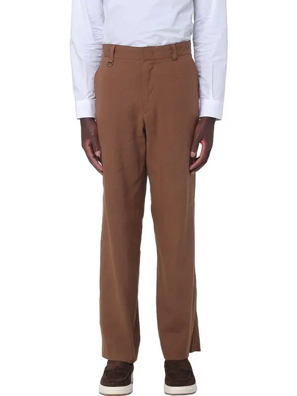 PAOLO PECORA Linen Blend Straight Leg Trousers - Hazel