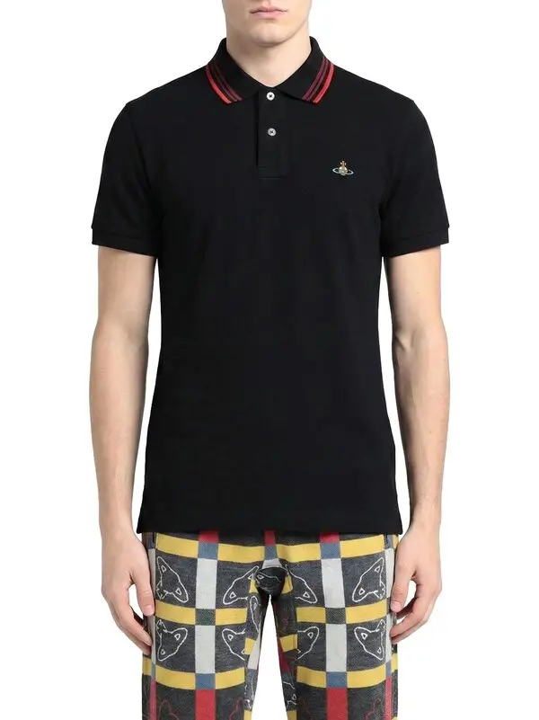 VIVIENNE WESTWOOD Cotton Polo Shirt With Logo - Black