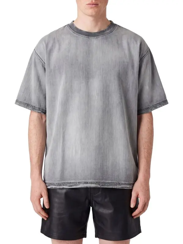 DIESEL® Relaxed Fit Lyocell T-shirt With Abstract Print And Crew Neck - Grey