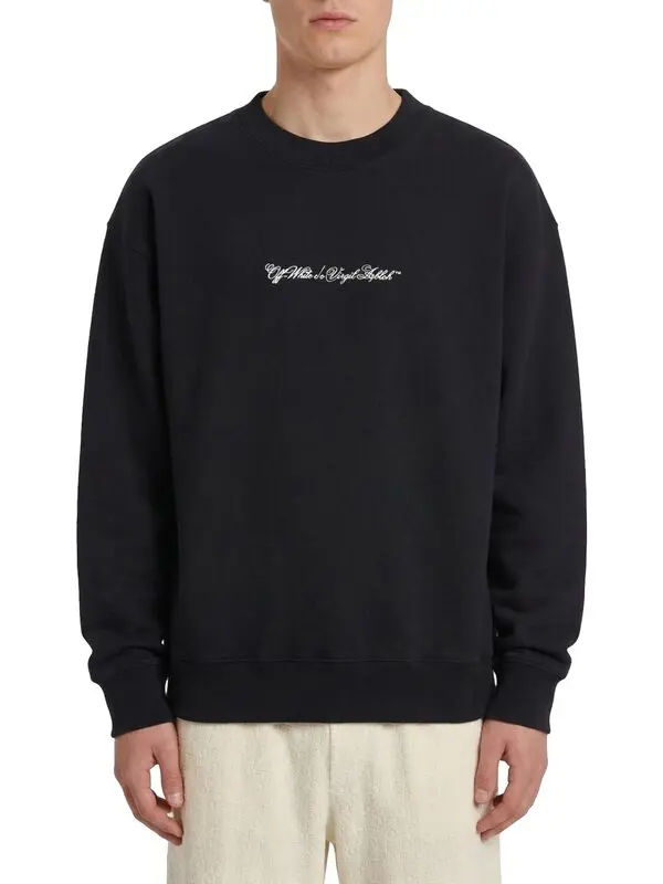 Off-White Cotton Crewneck Sweatshirt - Black