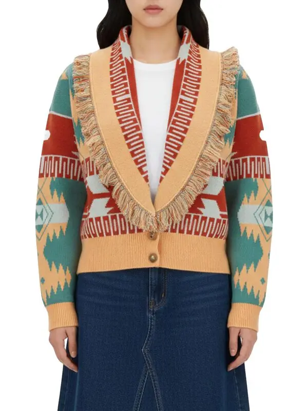 Alanui Icon Wool & Cashmere Cardigan With Ethnic Motif - Fa01