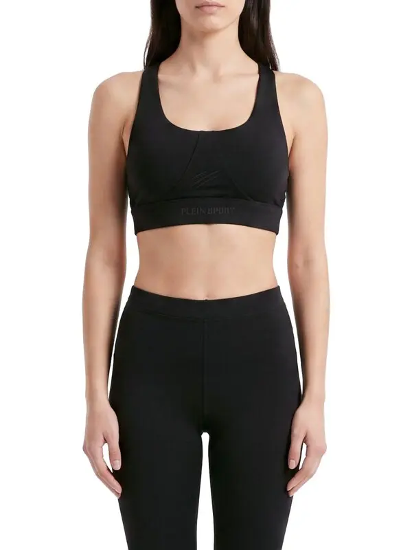 PLEIN SPORT Cropped Sports Top - Black