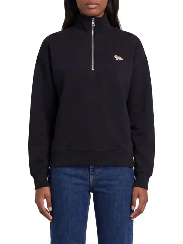 Maison Kitsuné Cotton Sweatshirt With Logo - Black