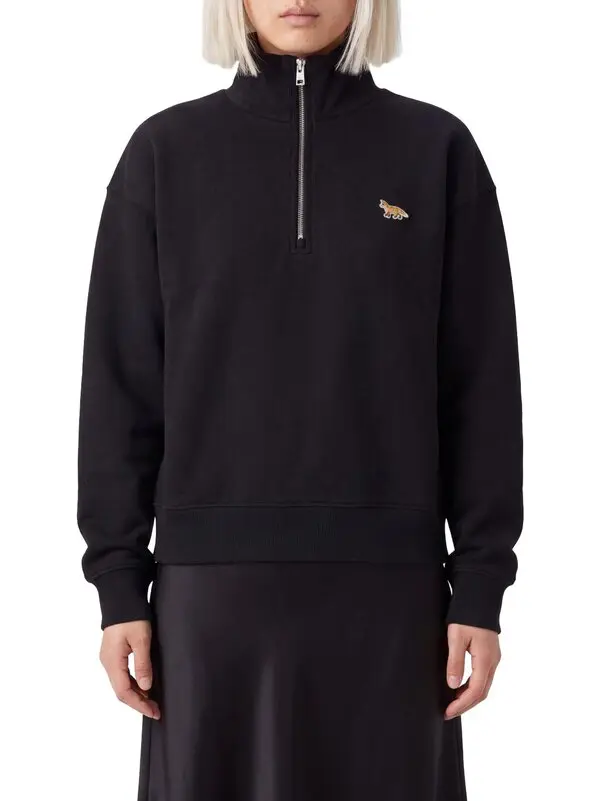 Maison Kitsuné Cotton Sweatshirt With Logo Detail - Black
