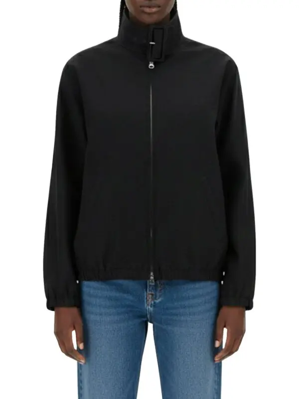 COURREGES Cotton Zip-up Jacket With High Collar - Black